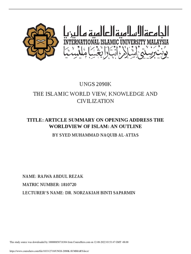 An In-Depth Summary of Syed Muhammad Naquib Al-Attas' Address on the ...