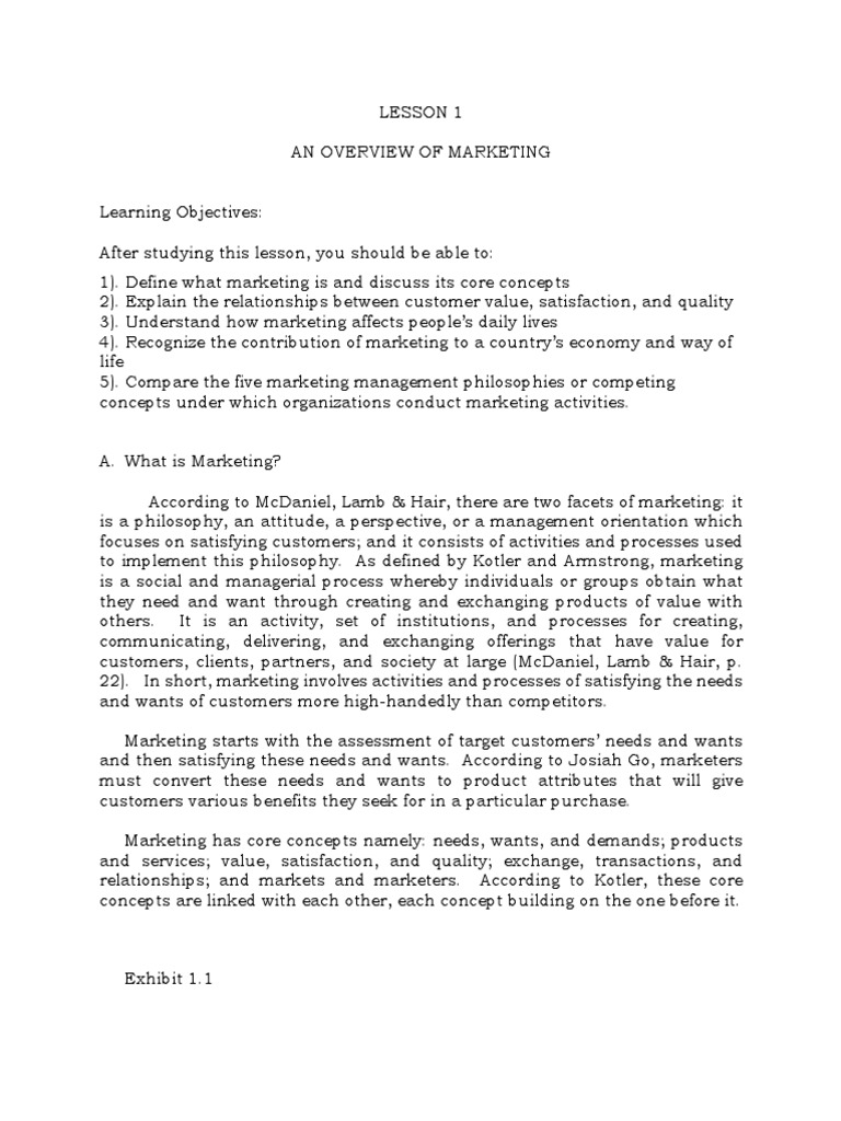 Marketing Lesson 1 | PDF | Marketing | Customer Marketing Lesson 1 | PDF | Marketing | Customer