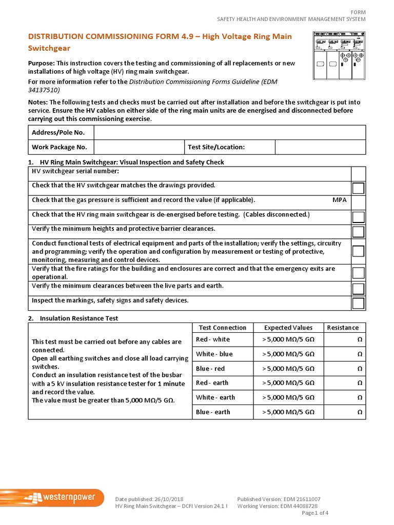 RMU TestSheet | PDF | Insulator (Electricity) | Fuse (Electrical)