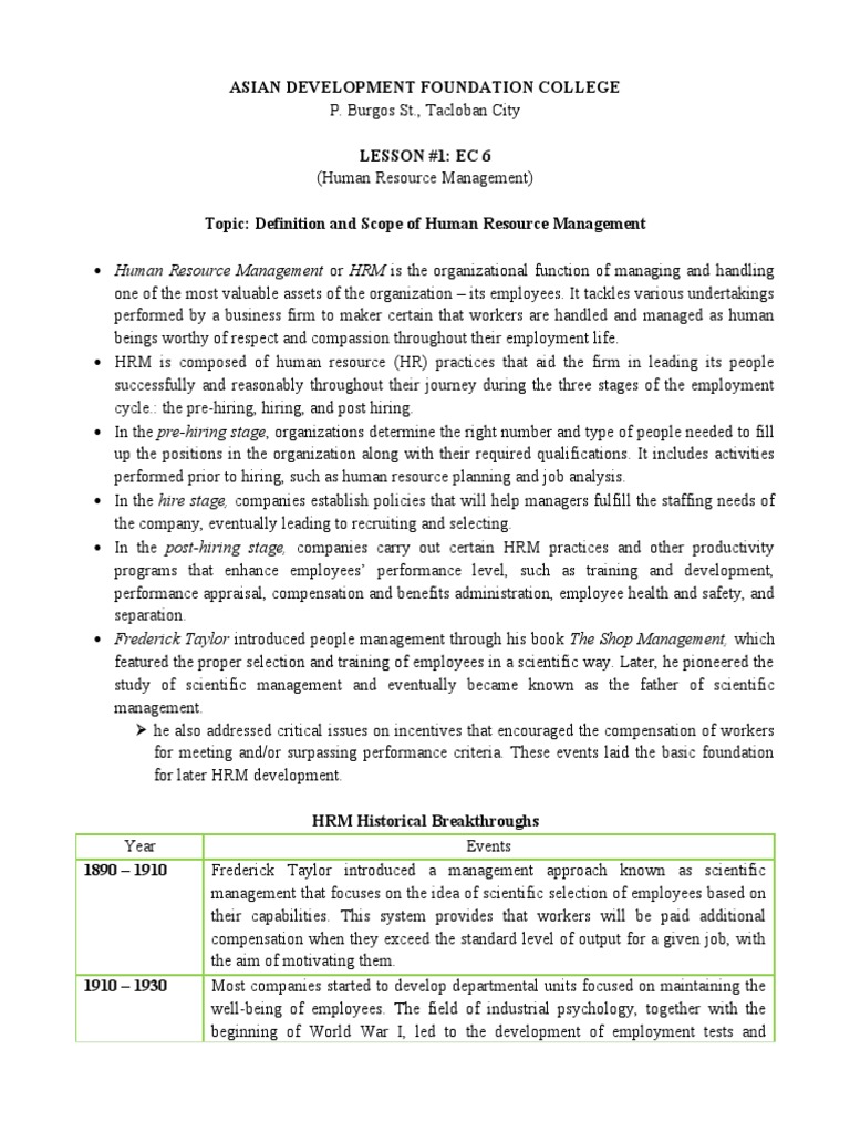#1 Definition and Scope of HRM | PDF | Human Resource Management ...