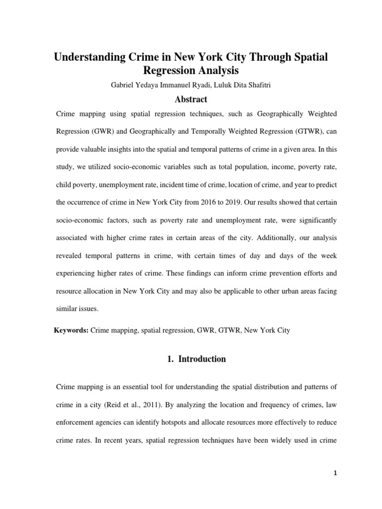 Understanding Crime in New York City Through Spatial | PDF | Regression ... Understanding Crime in New York City Through Spatial | PDF | Regression ...