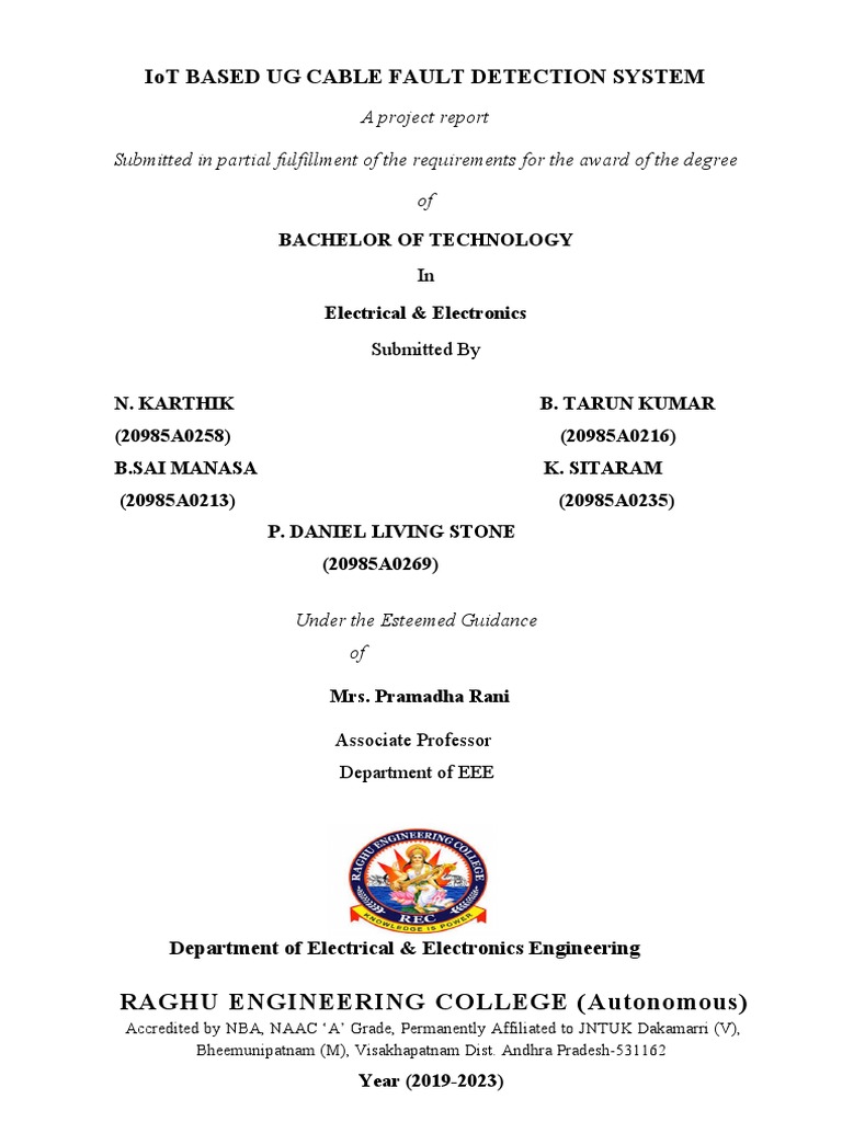 IoT BASED UG CABLE FAULT DETECTION SYSTEM | PDF | Internet Of Things ...