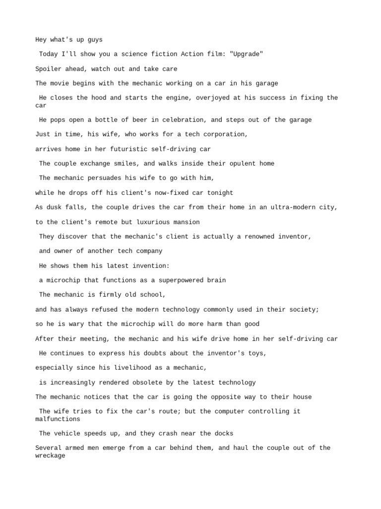 Upgrade Movie Explained | PDF