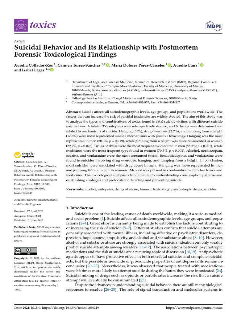 Toxics 10 00319 v2 | PDF | Substance Abuse | Suicide Toxics 10 00319 v2 | PDF | Substance Abuse | Suicide