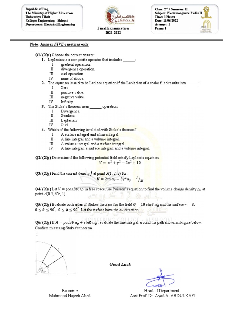 EE227-Final Exam-Feilds | PDF | Differential Equations | Multivariable Calculus
