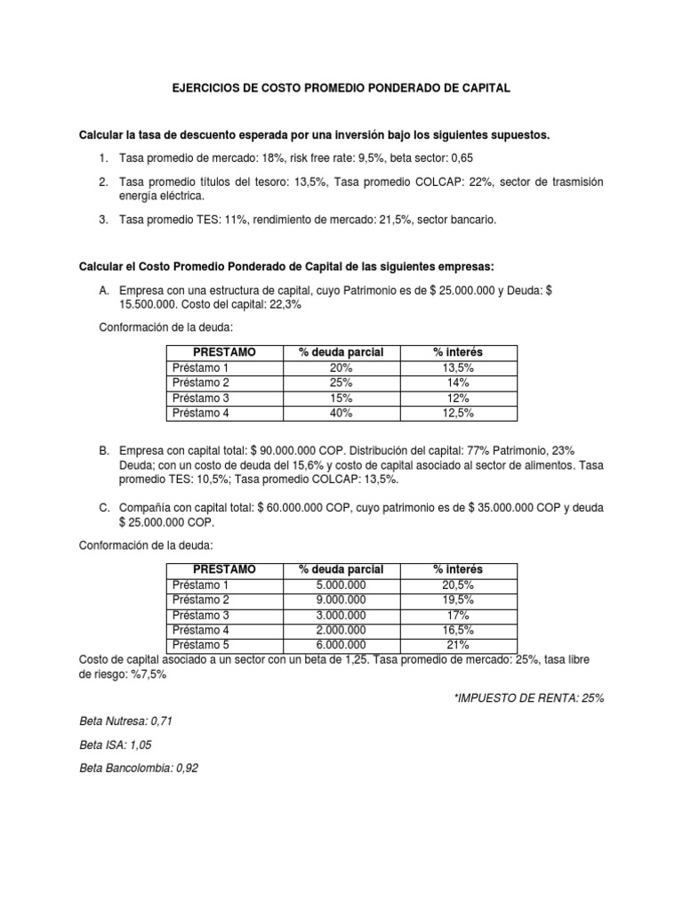 Ejercicios Wacc Final | PDF