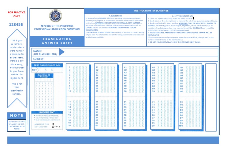 Sample Let Answer Sheet | PDF