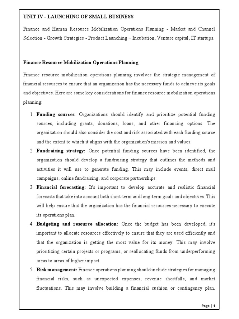 Unit IV Launching of Small Businessentrepreneurship Development | PDF ...