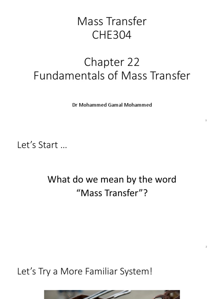 Mass Transfer Slides - CHE304 - Chapter 22 | PDF | Diffusion | Gases
