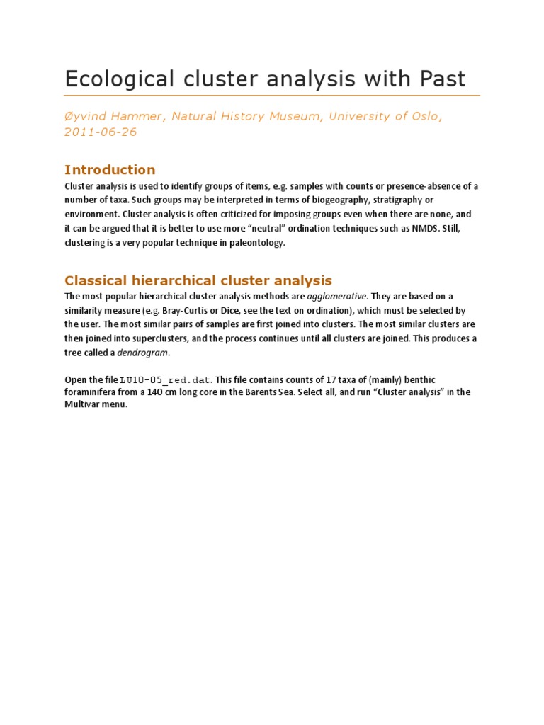 Cluster Past | PDF | Cluster Analysis | Algorithms Cluster Past | PDF | Cluster Analysis | Algorithms
