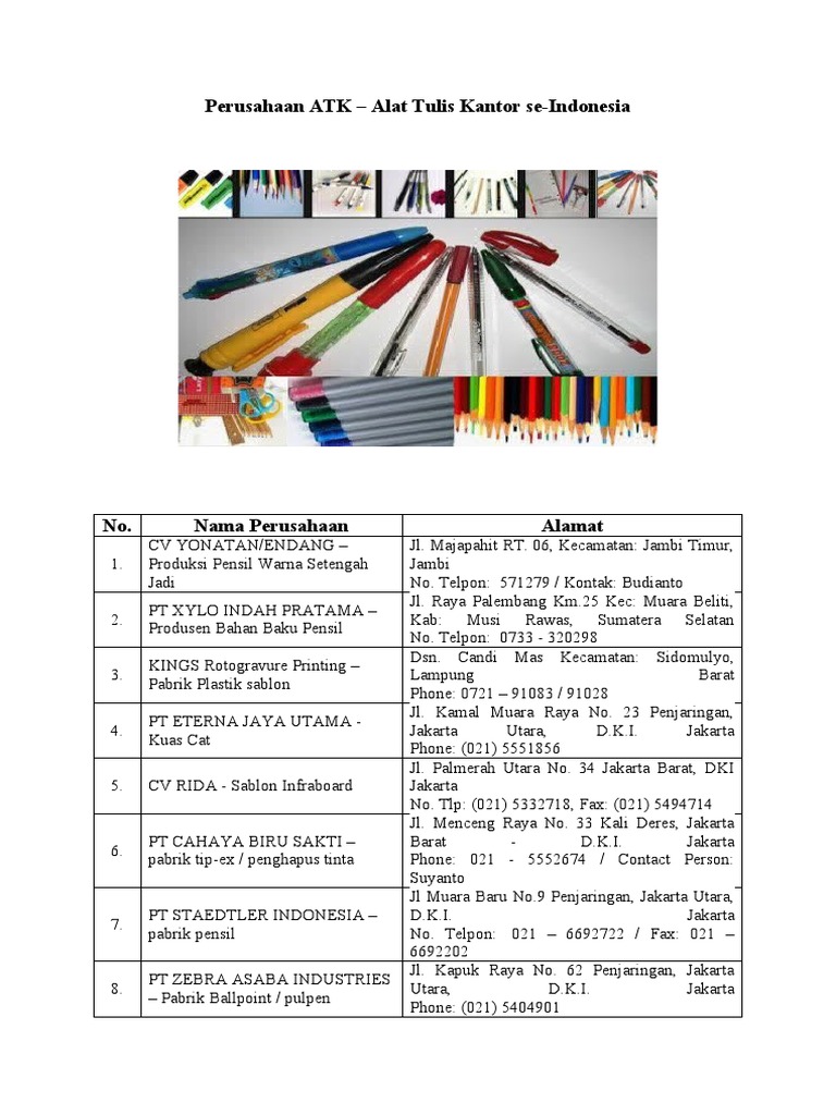 Perusahaan ATK Se-Indonesia | PDF
