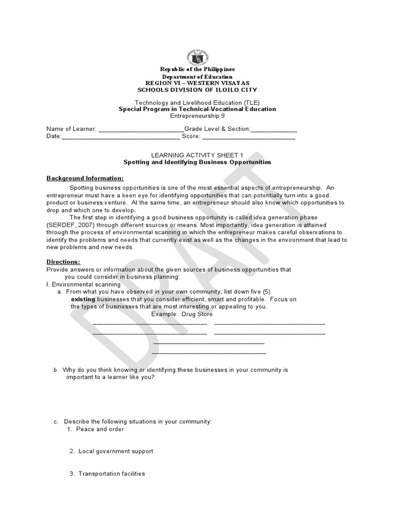 Entrep 10 Activity 1 | PDF | Entrepreneurship | Learning