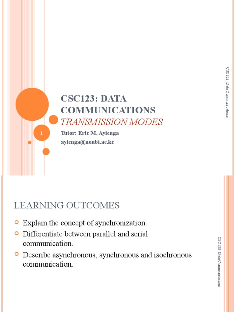 CSC123: DATA Communications: Transmission Modes | PDF | Duplex ...