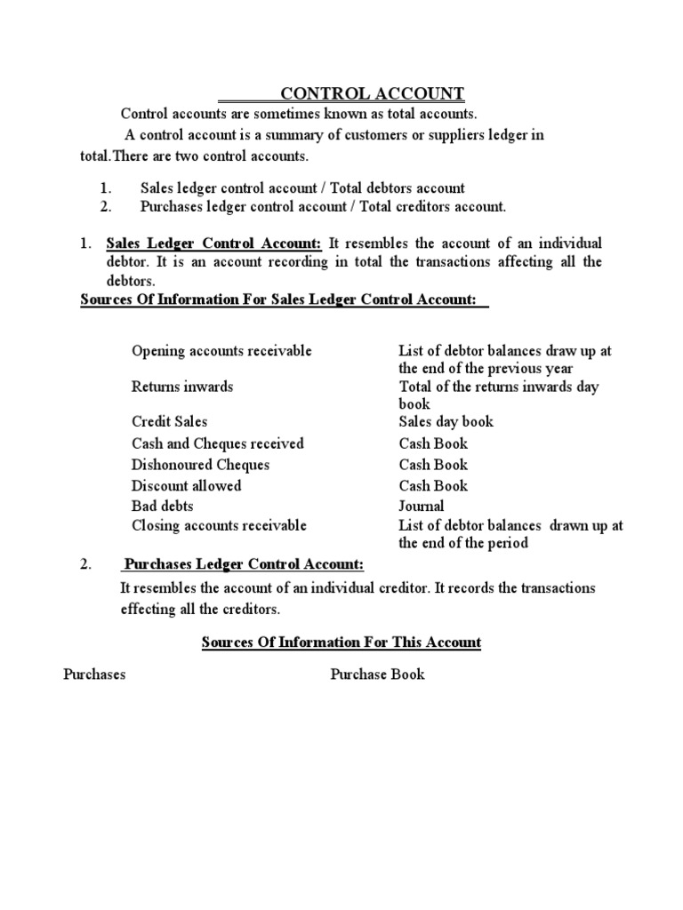 Control Account | PDF | Debits And Credits | Ledger Control Account | PDF | Debits And Credits | Ledger