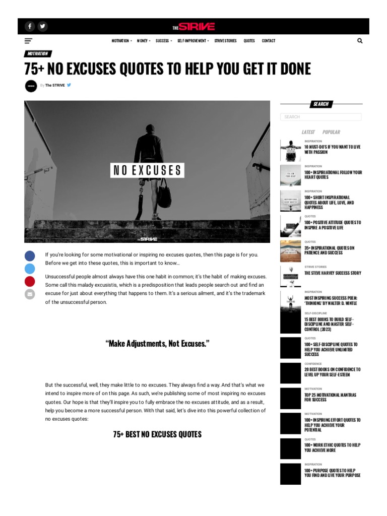 Thestrive Co No Excuses Quotes | PDF | Disciplines | Grit (Personality ...