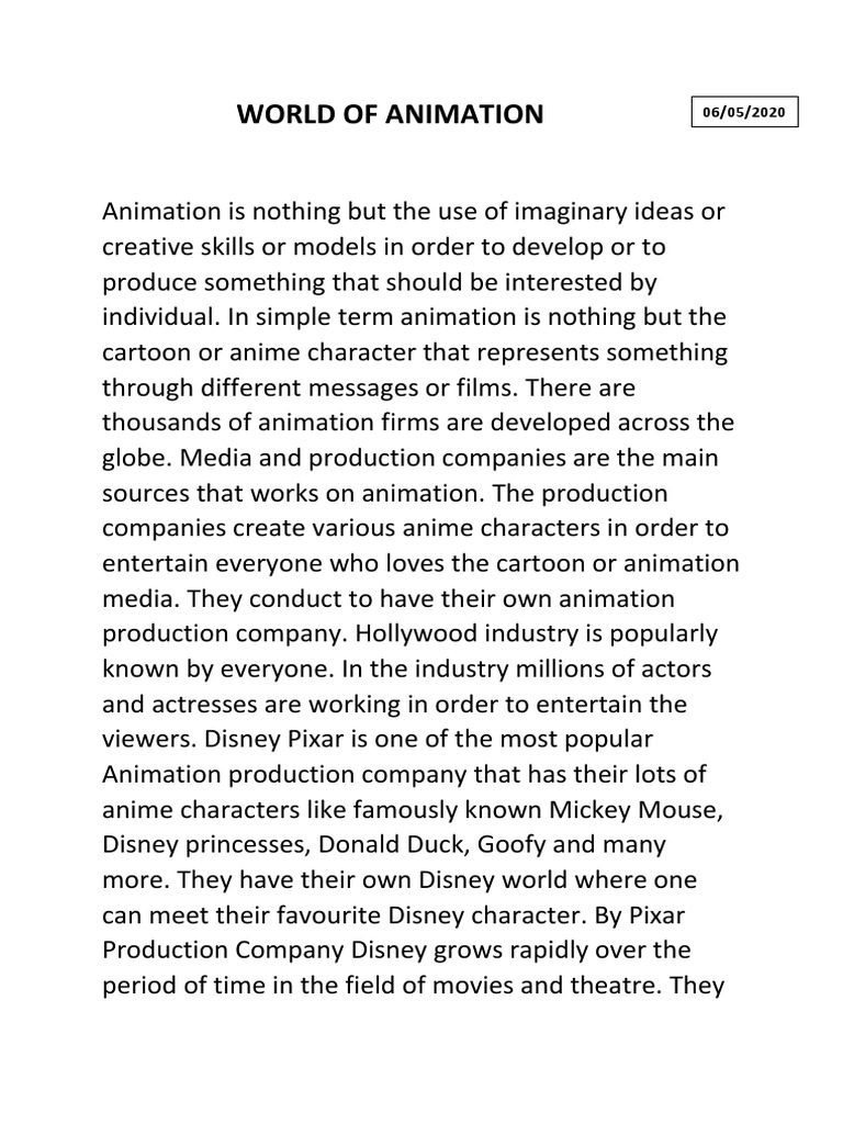 World of Animation | PDF | Animation | Walt Disney Animation Studios