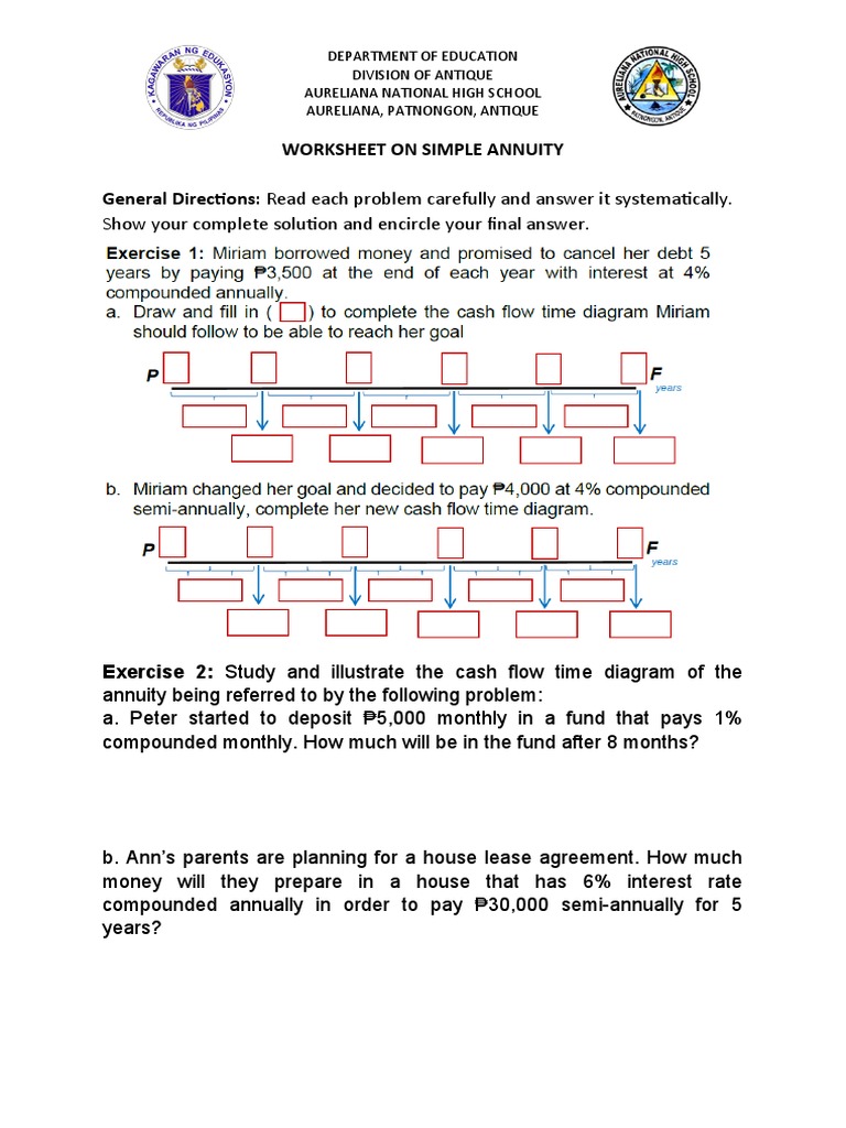 Worksheet On Simple Annuity General Directions: Read Each Problem ...