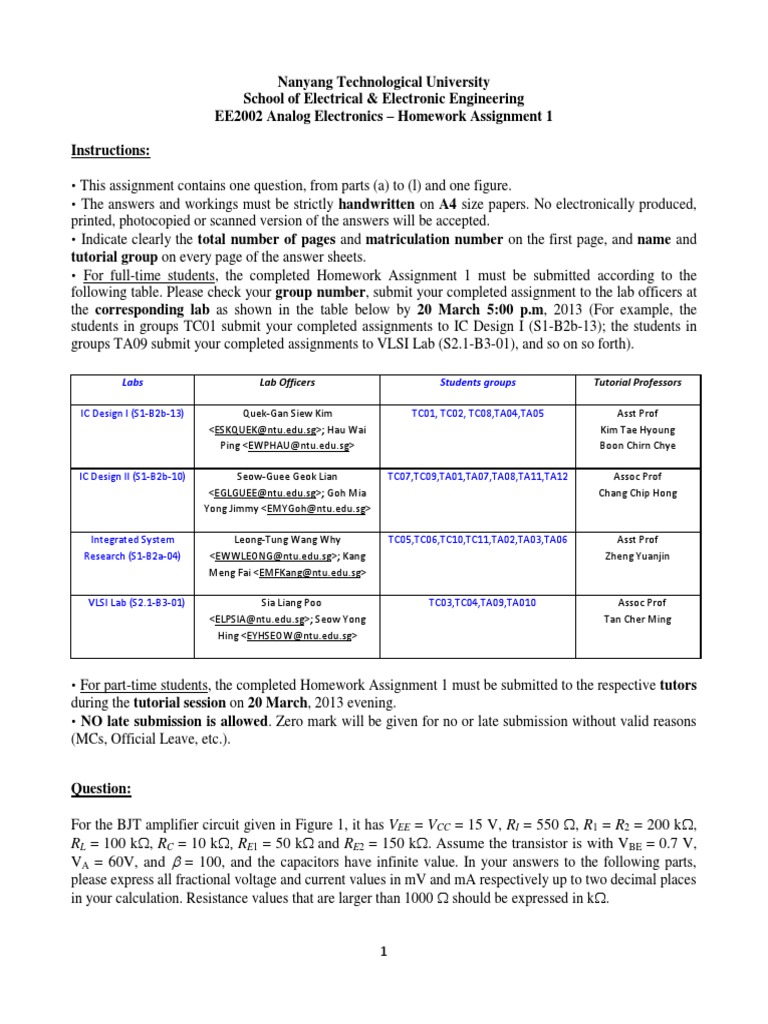 EE2002 Assignment 1 | PDF | Amplifier | Electrical Network