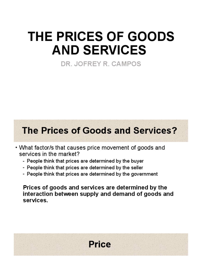 Lesson 2 The Prices of Goods and Services | PDF | Supply (Economics ...