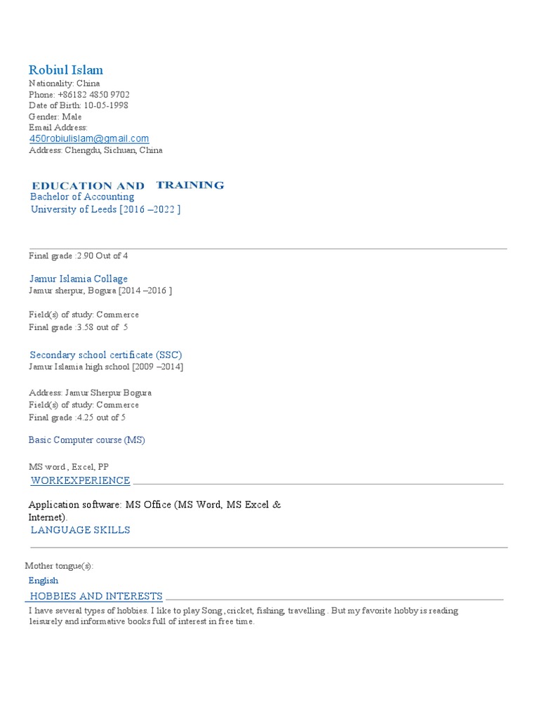 Robiul Islam CV | PDF
