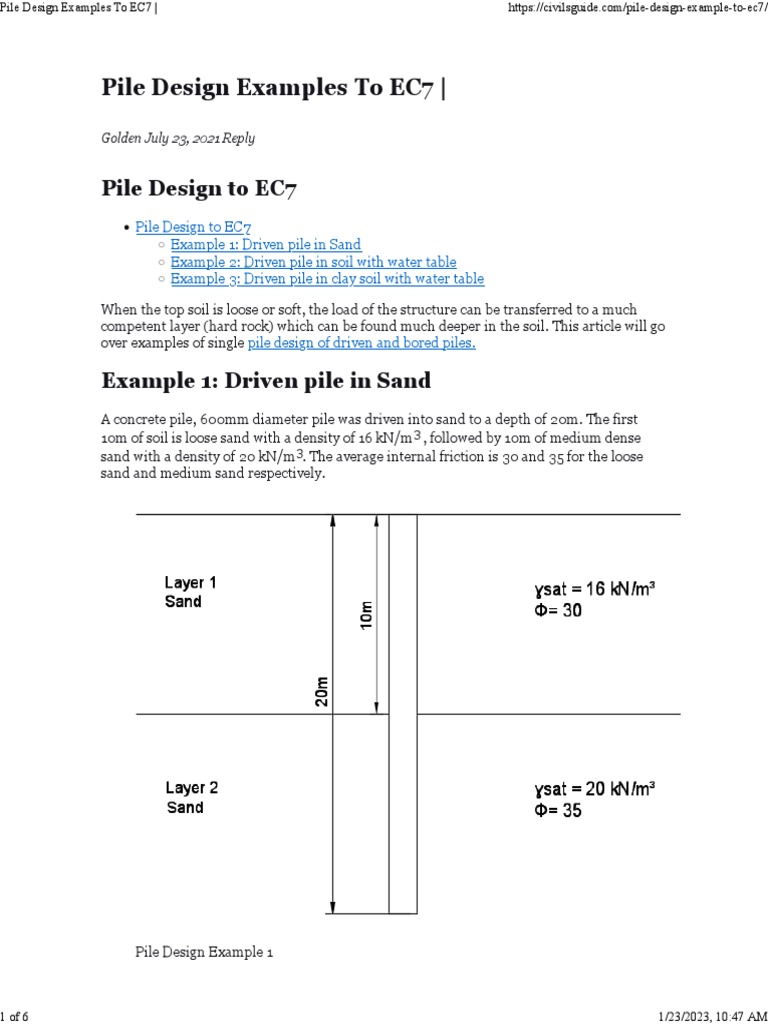 Pile Design Examples To EC7 | PDF | Deep Foundation | Building Engineering