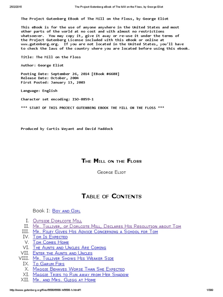 The Mill On The Floss, by George Eliot | PDF | The Mill On The Floss