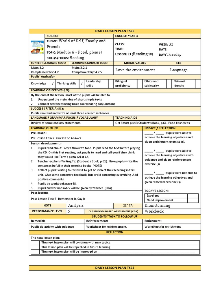 Y3 Week 32 | PDF | Lesson Plan | Teachers