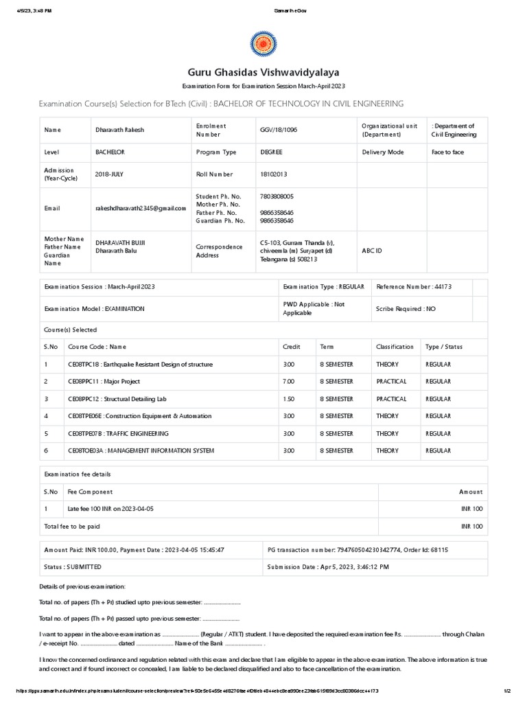 Guru Ghasidas Vishwavidyalaya | PDF