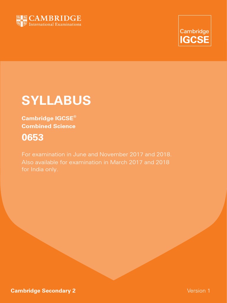 IGCSE - CIE - Combined 2017 2018 Syllabus | PDF | Blood | Heart