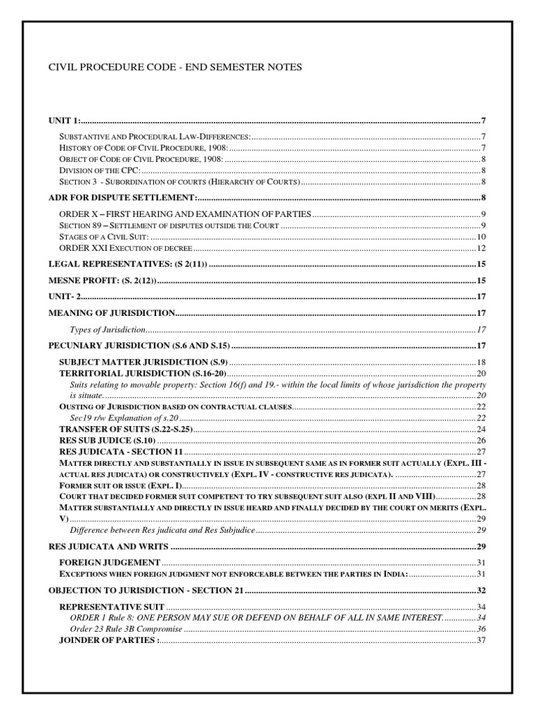 Civil Procedure Code Exam Notes | PDF | Lawsuit | Alternative Dispute ...
