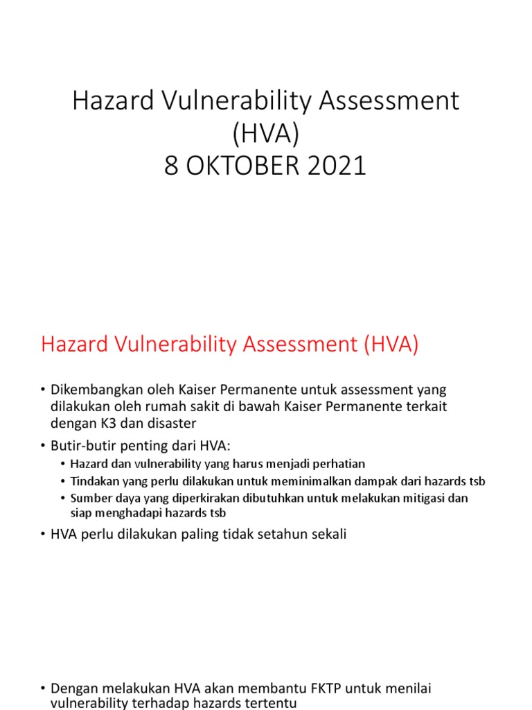 Hazard Vulnerability Assessment (HVA) 8 OKTOBER 2021 | PDF