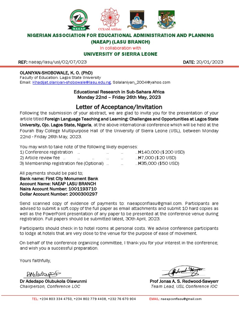 Letter of Acceptance/Invitation | PDF