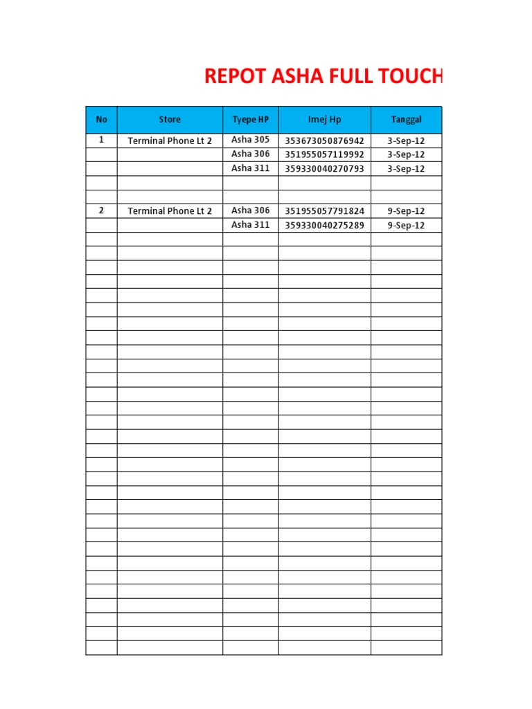 Template Report Asha Full Touch | PDF