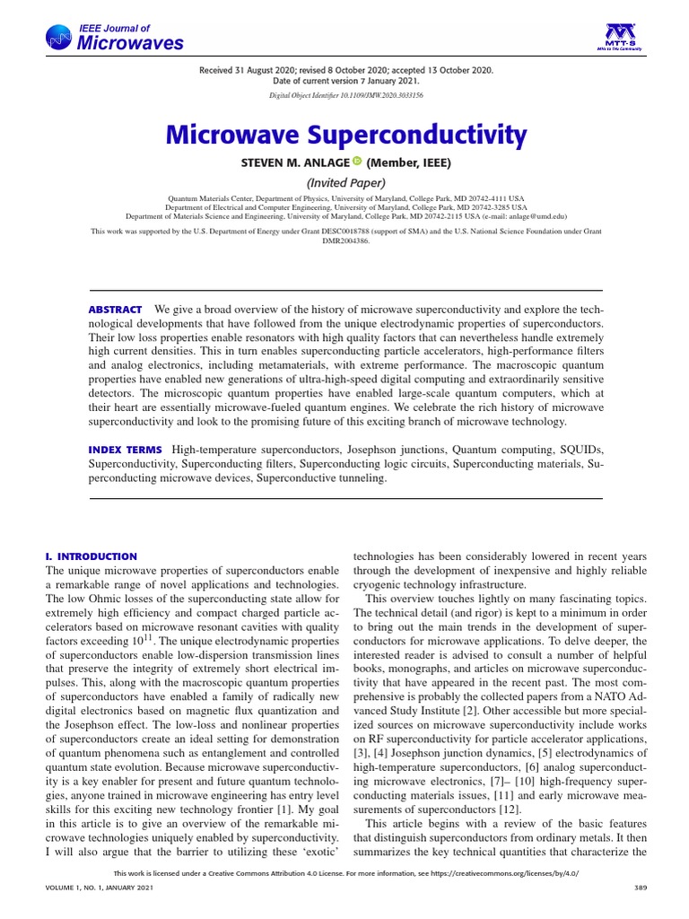 Microwave Superconductivity | PDF | Superconductivity | Electrical Resistivity And Conductivity