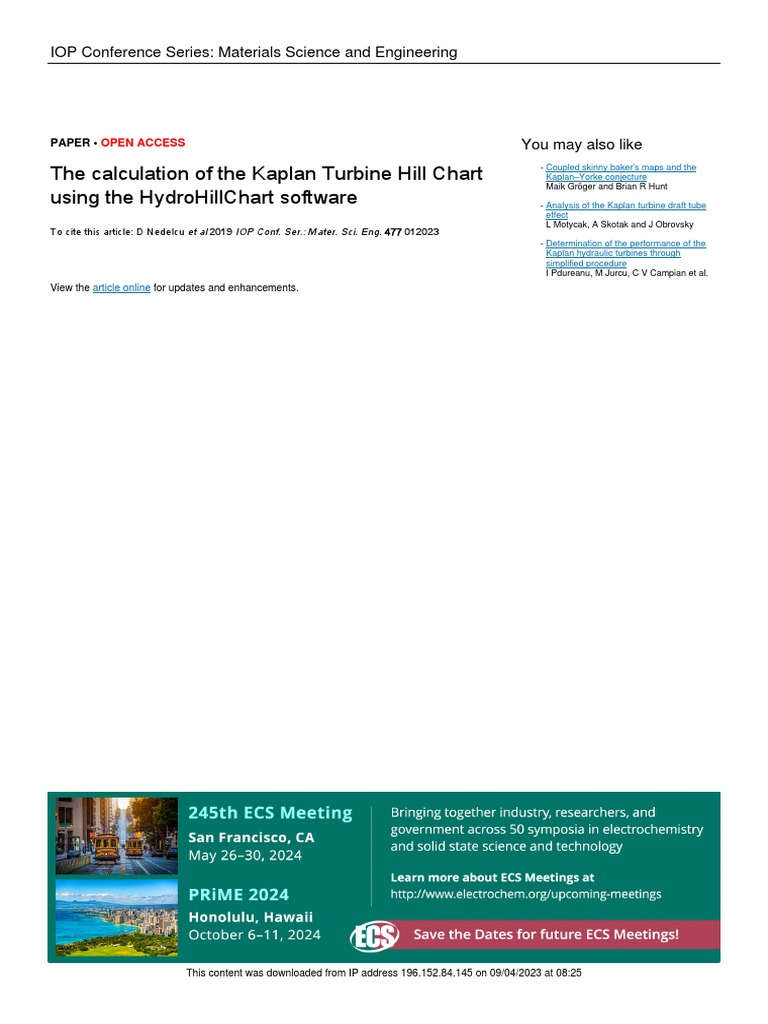 Calculation and Visualization of the Hill Chart for a Kaplan Turbine ...