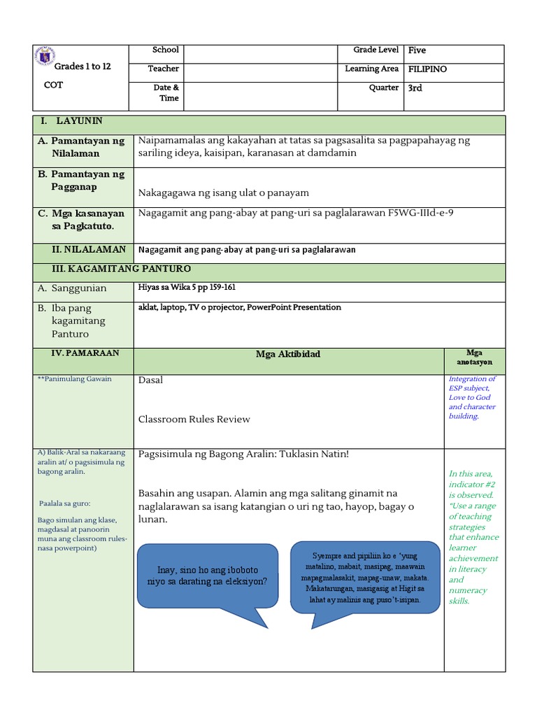 A. Pamantayan NG Nilalaman B. Pamantayan NG Pagganap C. Mga Kasanayan ...