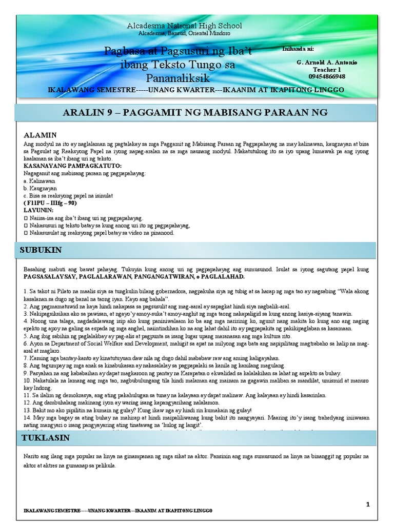 Week 6-7 Reaksyong Papel | PDF