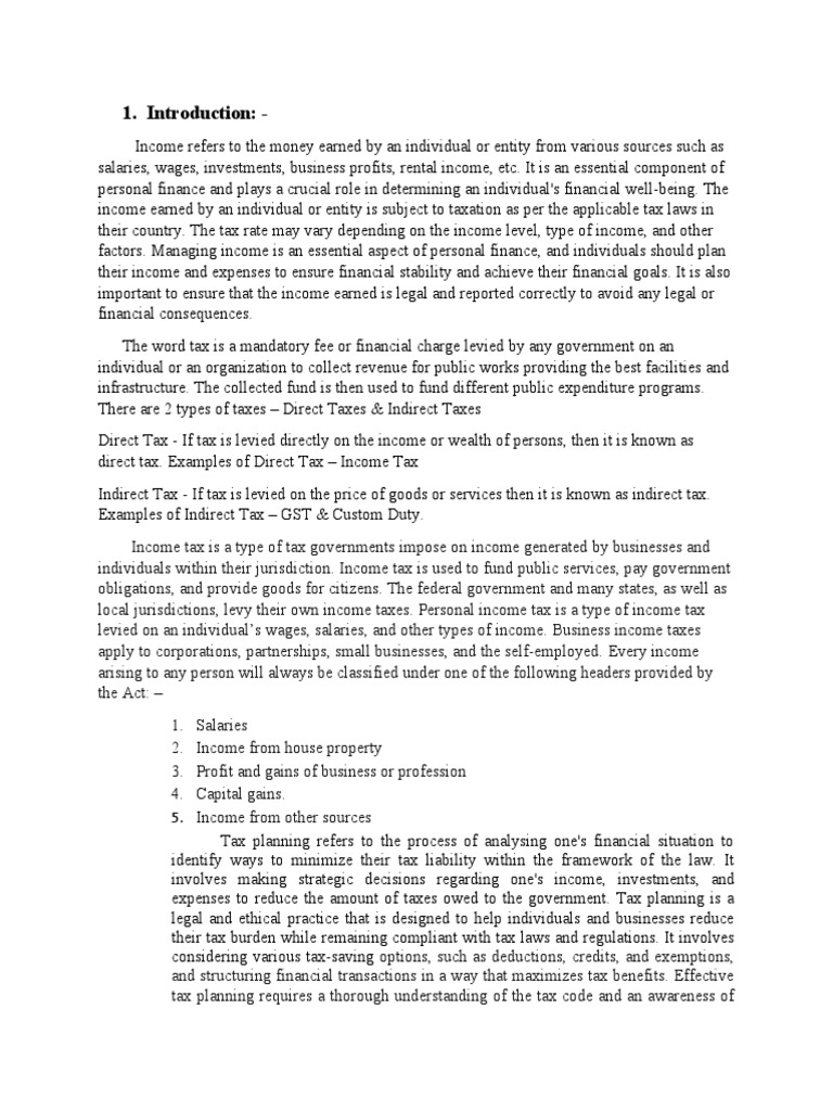 Project 1 | PDF | Taxes | Direct Tax