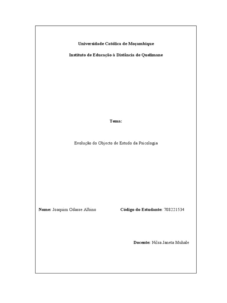 Trabalho de Psicologia Geral 1 | PDF | Psicologia | Science