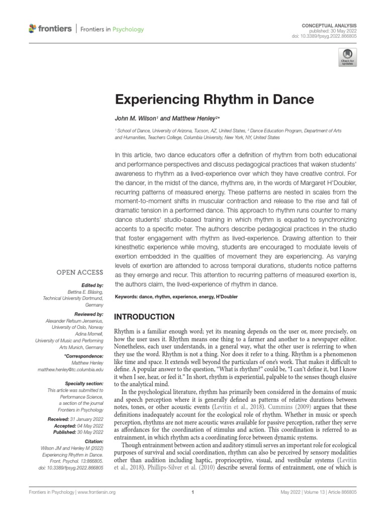 Experiencing Rhythm in Dance | PDF | Dances | Rhythm