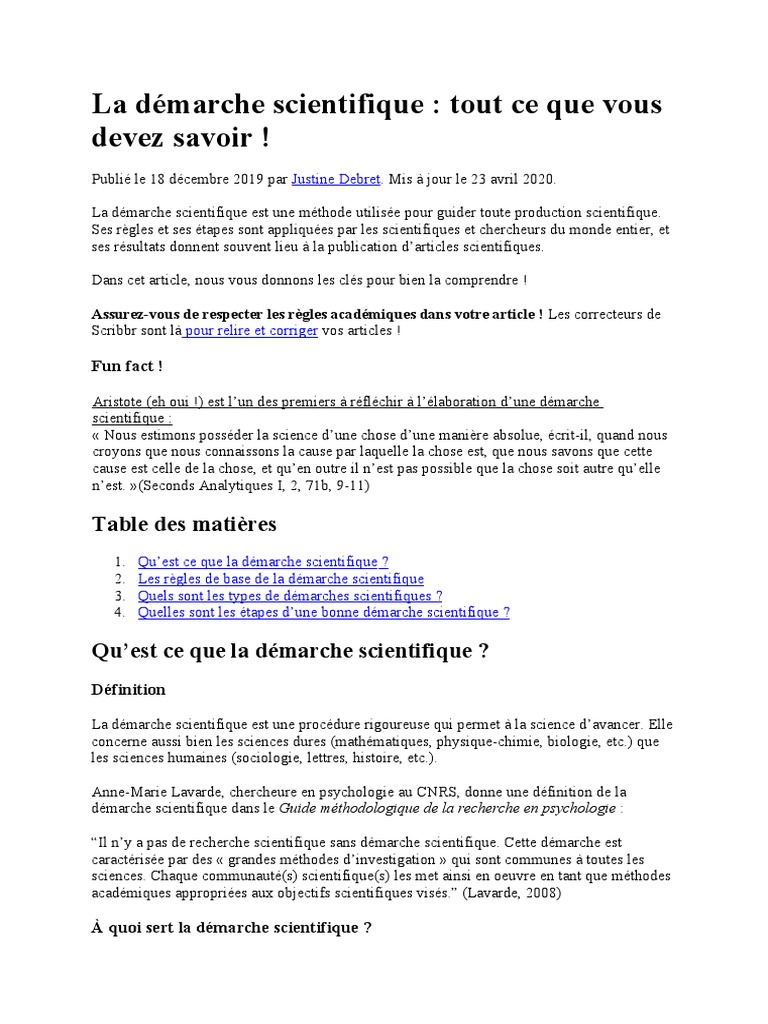 La Recherche Scientifique | PDF | Méthode scientifique | Induction ...