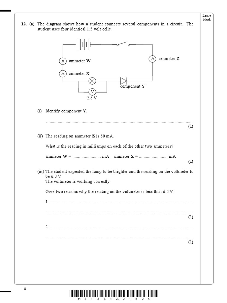 (A) The Diagram Shows How A Student Connects Several Components in A Circuit. The | PDF ...