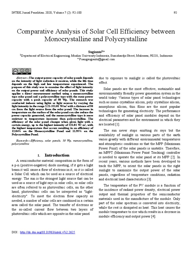 Comparative Analysis of Solar Cell Efficiency | PDF | Solar Cell | Solar Panel
