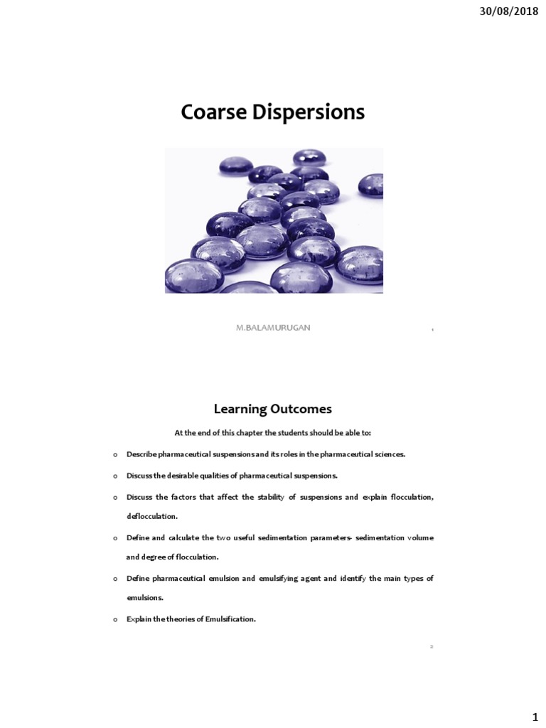 Coarse Dispersions | PDF | Emulsion | Suspension (Chemistry)