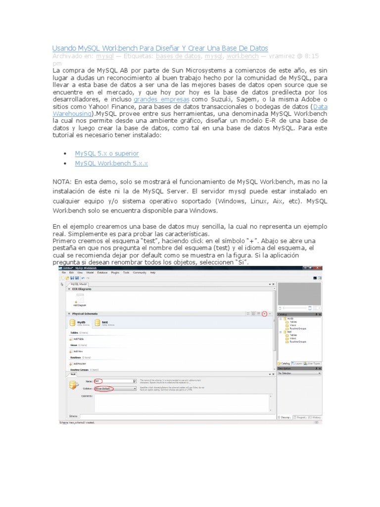 Usando MySQL Workbench para Diseñar Y Crear Una Base de | PDF | Mi sql ...