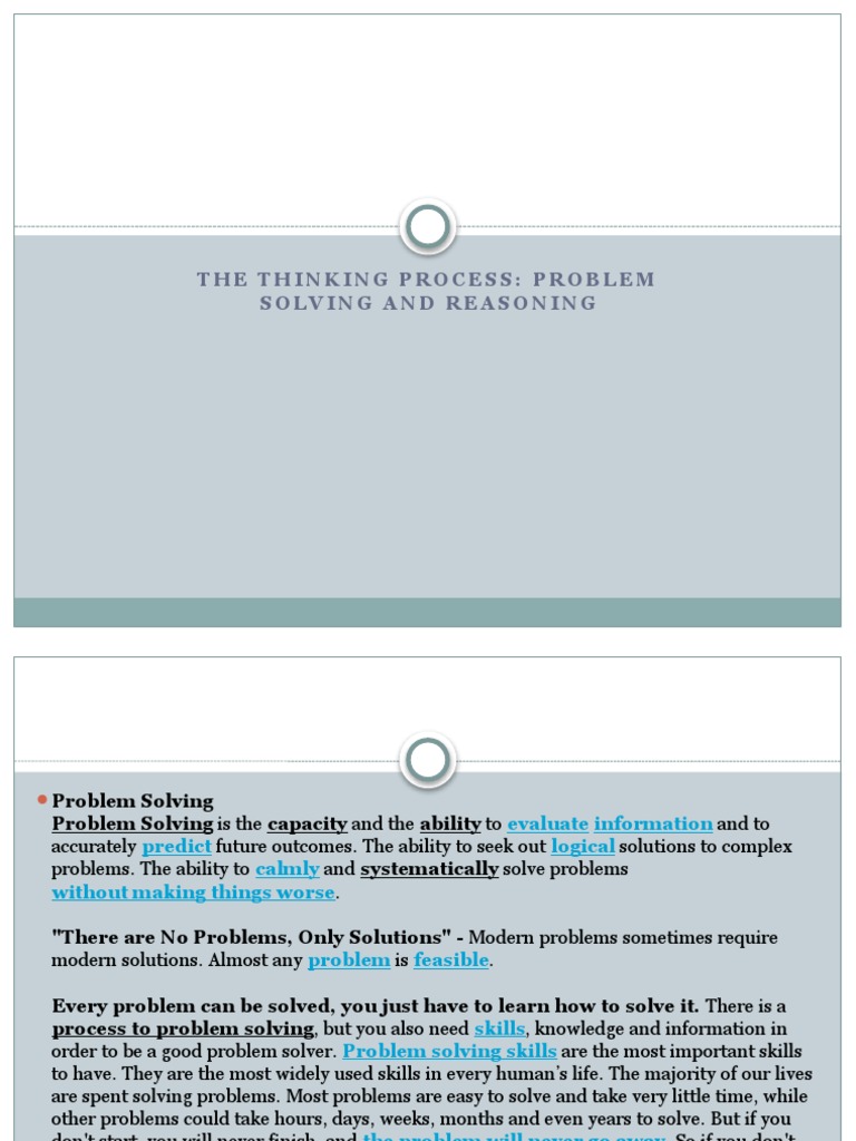The Thinking Process: Problem Solving and Reasoning | PDF | Thought ...