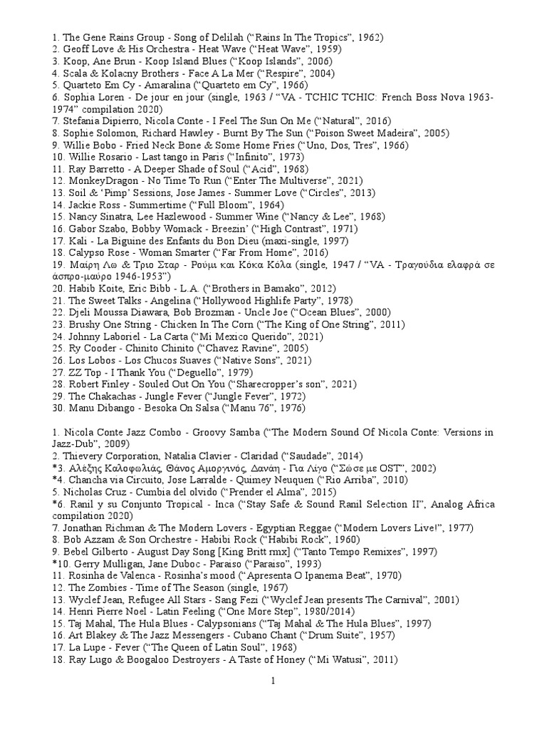 Global Music Playlist | PDF | Musicians