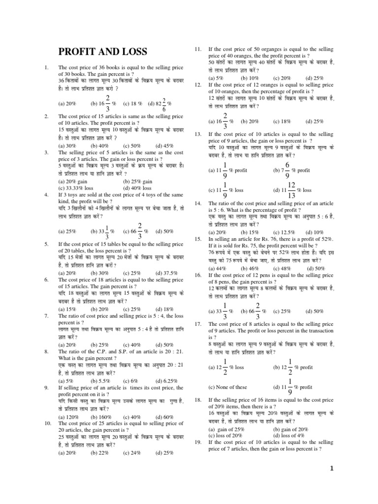 Profit and Loss | PDF | Profit (Economics) | Prices