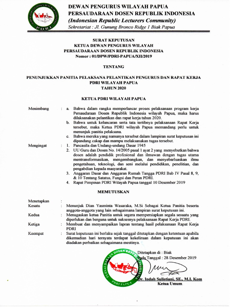 SK PANITIA RAKER PDRI | PDF