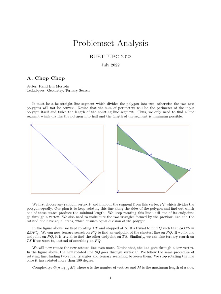 BUET IUPC 2022 Editorial | PDF | Queue (Abstract Data Type) | Polygon